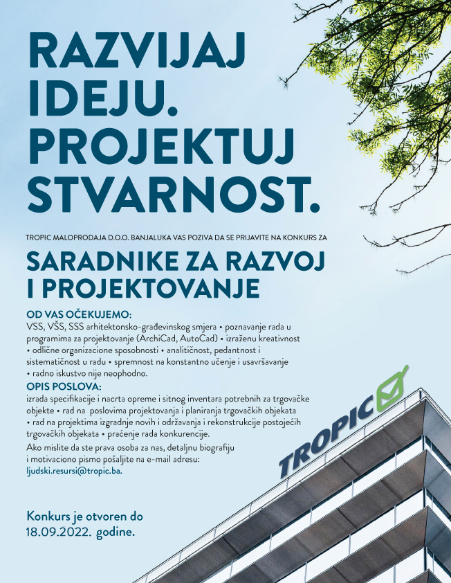 Saradnici za razvoj i projektovanje (m/ž) | Tropic maloprodaja d.o.o ...